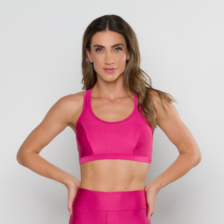 Top Glam Rosa Cruzado com Recortes | Glows Fitness